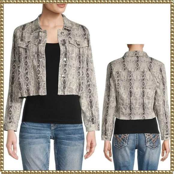 Vigoss | Jackets & Coats | Vigoss Snakeskin Pattern Cropped Jean Jacket ...
